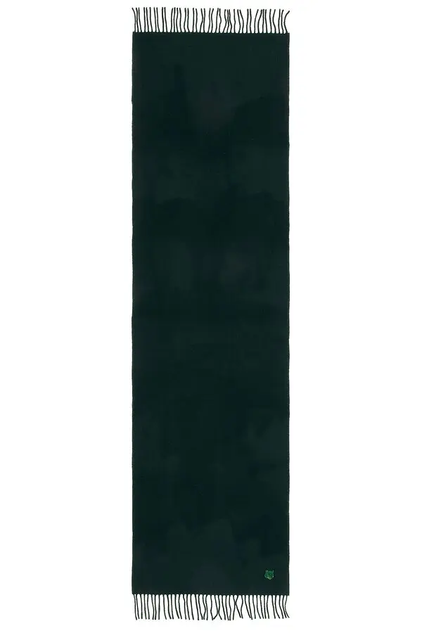 Maison Kitsuné Bold Fox Head Double Face Scarf In Brown - Ranger